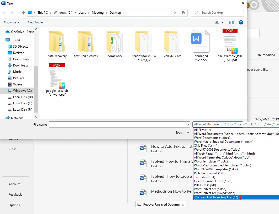 Text Recovery Converter Word Repair And Recover Word Documents